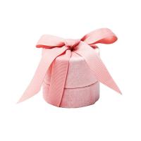 China Custom Jewelry Round Packaging Boxes Ring Earring Necklace Velvet Gift Box With Ribbon for sale