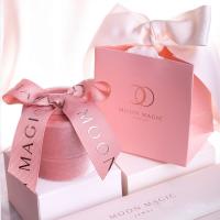 China Custom Jewelry Round Packaging Boxes Ring Earring Necklace Velvet Gift Box With Ribbon for sale