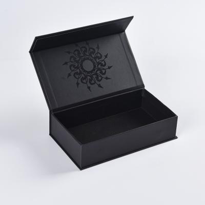 China Black Magnetic Suction Packaging Gift Box For Cosmetics Necklace Jewelry Packaging for sale