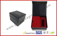 China Leather Texture Rigid Board Gift Packaging Boxes , Foil Stamping Watch Packaging Boxes With Soft Velvet for sale