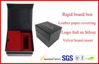 China Leather Texture Rigid Board Gift Packaging Boxes , Foil Stamping Watch Packaging Boxes With Soft Velvet for sale