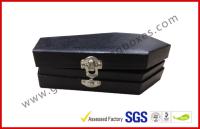 China Wood Grain Jewellery Showing Gift Packaging Boxes , Black Rigid Paper Rings Packaging Boxes for sale