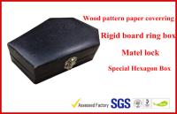 China Wood Grain Jewellery Showing Gift Packaging Boxes , Black Rigid Paper Rings Packaging Boxes for sale
