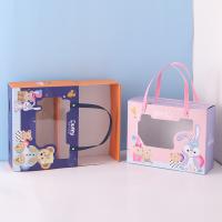 China CMYK Color Rigid Gift Boxes clear windows Birthday Gift Boxes With Hand for sale