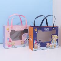 China CMYK Color Rigid Gift Boxes clear windows Birthday Gift Boxes With Hand for sale