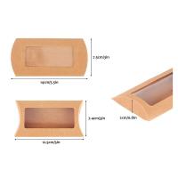 China Small Gift Package Custom Window Pillow Boxes Yellow Kraft Paper Pillow Box for sale