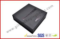 China Customized Plastic Paper Covered Rigid Gift Boxes with Black LOGO Hot-stamping , High Density Foam for sale