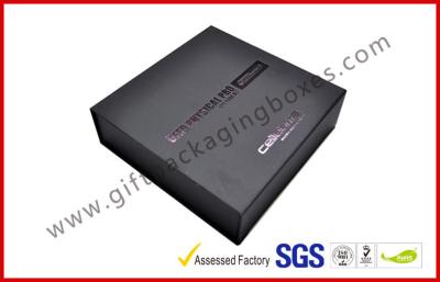 China Customized Plastic Paper Covered Rigid Gift Boxes with Black LOGO Hot-stamping , High Density Foam for sale