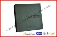 China Customized Plastic Paper Covered Rigid Gift Boxes with Black LOGO Hot-stamping , High Density Foam for sale