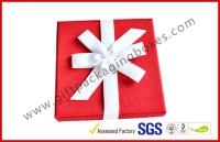 China Elegant Square 1200G Grey Board Gift Ppackaging Boxes , Fabric Gift box with Ribbon for sale