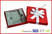 China Elegant Square 1200G Grey Board Gift Ppackaging Boxes , Fabric Gift box with Ribbon for sale