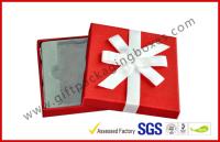 China Elegant Square 1200G Grey Board Gift Ppackaging Boxes , Fabric Gift box with Ribbon for sale