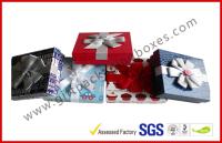 China Elegant Square 1200G Grey Board Gift Ppackaging Boxes , Fabric Gift box with Ribbon for sale