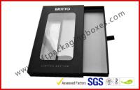 China Matt Black Iphone Case Gift Packaging Box , Custom Offset Printed Gift Packaging Box Transparent Windows for sale