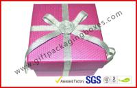 China Handmade Texture Paper Gift Packaging Boxes , Custom Rigid Board Cup Gift Box with Ribbon for sale