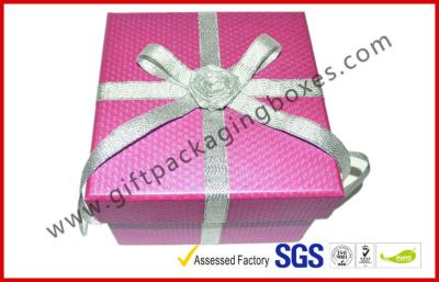 China Handmade Texture Paper Gift Packaging Boxes , Custom Rigid Board Cup Gift Box with Ribbon for sale