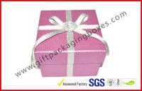 China Handmade Texture Paper Gift Packaging Boxes , Custom Rigid Board Cup Gift Box with Ribbon for sale
