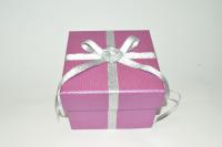 China Handmade Texture Paper Gift Packaging Boxes , Custom Rigid Board Cup Gift Box with Ribbon for sale