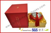 China Handmade Gift Packaging Boxes , Rubber Oil Paper With Embossed Logo on Rigid Board Gift Box for sale