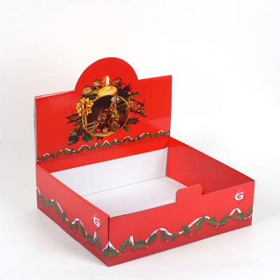 China Supermarket food display packaging box, three-layer folded corrugated display box, red paper gift box for sale