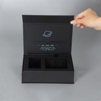 China Jewelry flip box customized with black EVA lining ring and bracelet display box magnetic attraction jewelry box boutique for sale