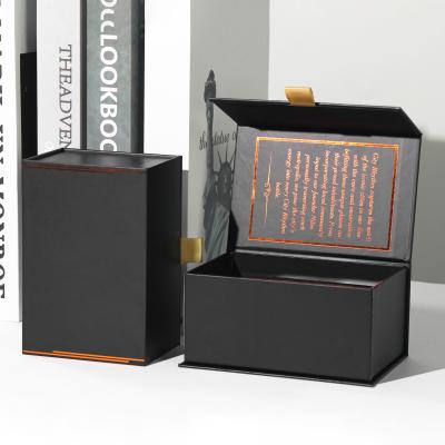 China High grade perfume gift box customized double-sided gold stamping flip magnetic book type boutique box for sale