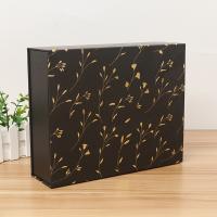 China Folding Gift Box Customized Black Cardboard Cosmetic Packaging Box with Gold and Silver Stamping for sale