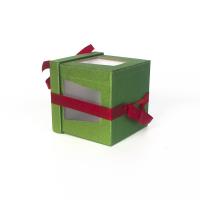 China Customized Heaven and Earth Cover Red Green Bow Gift Box Christmas Gift Packaging Box for sale