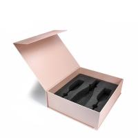 China Customized stamping process book box with flip cover, black pearl cotton inner tray, red wine glass packaging paper box for sale