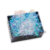 China Laser bright colored silk gift box with hand gift, candy box with padding and dazzling colored silk raffiti grass for sale