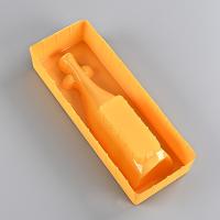 China Customized gift pp flocking blister lining tray wine bottle gift box pet packaging with PVC blister wine holder for sale