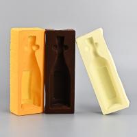 China Customized gift pp flocking blister lining tray wine bottle gift box pet packaging with PVC blister wine holder for sale