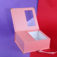 China Pink butterfly hand gift box Transparent window large box clamshell gift box custom custom for sale