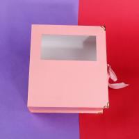 China Pink butterfly hand gift box Transparent window large box clamshell gift box custom custom for sale