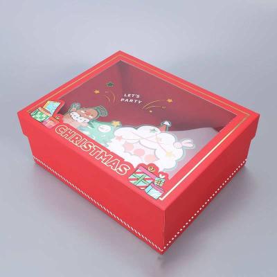 China Custom Christmas Eve apple box cover red hand gift box Christmas gift window box for sale