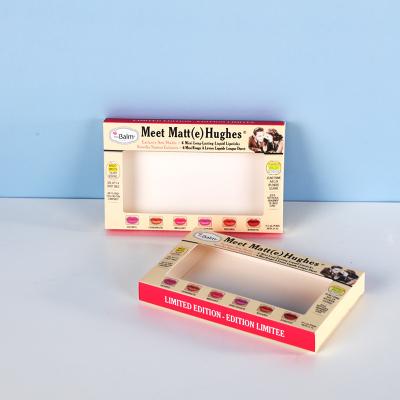 China Lipstick cosmetics carton lip glaze set window box custom color gift box custom for sale