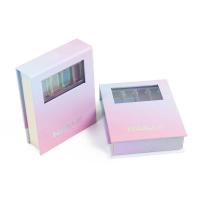 China Magnetic clamshell gift box Cosmetic Nail Art box Custom printed holographic effect box with transparent window box for sale