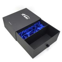 China Wine box custom high-end wine gift packaging box Empty box wine bottle single with wine glass drawer box silk lining for sale