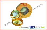 China Round Paper Transparent Window Luxury Gift Boxes With Golden Packaging Material for sale