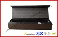 China Luxury Black Rectangle Cosmetic Packaging Boxes With Customized Foil Logo for sale