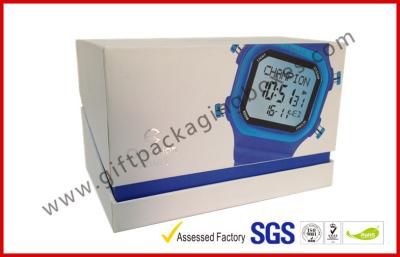 China Offset Printing White Watch Apparel Gift Boxes Packaging , Hypotenuse Lid Boxes for sale