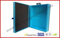China Embossed Black Fake Leather Square Luxury Gift Boxes , Silver Hot Stamping Fake Fur packaging for sale