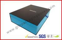 China Embossed Black Fake Leather Square Luxury Gift Boxes , Silver Hot Stamping Fake Fur packaging for sale