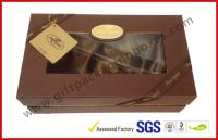 China Luxury Chocolate Color Packaging Gift Boxes , Top and Base Box With Window Package for sale