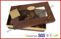 China Luxury Chocolate Color Packaging Gift Boxes , Top and Base Box With Window Package for sale