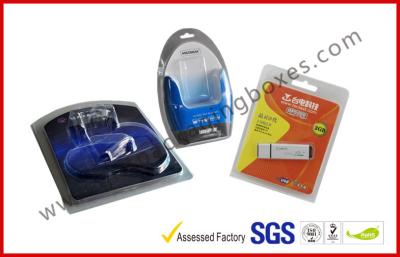 China Folded Cable Transparent Plastic Clamshell Packaging For USB With Paper Insert for sale