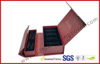 China Creative red color magnet gift packaging box with gold foil , EVA foam with black velet for sale
