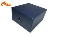 China Glossy Dark Blue Leather paper gift box with hi density FOAM protecting for sale