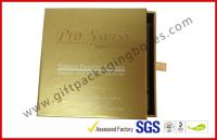 China Customized Embossed Logo Golden Paper Rigid Gift Packaging Boxes for USB for sale