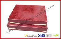 China Luxury leathe paper with texture gift boxes for frame ,  Customized crocodile embossed leather paper gift package for sale